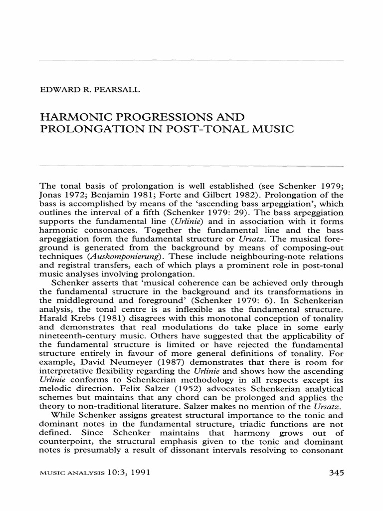 Harmonic Progressions and Prolongation in Post-Tonal Music | PDF | Harmony | Performing Arts