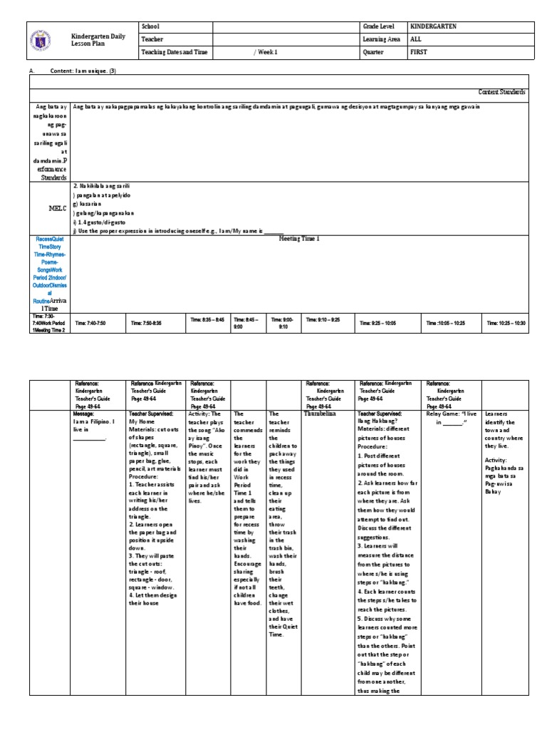Kinder-New-DLL Week1 - Day3 | PDF | Learning