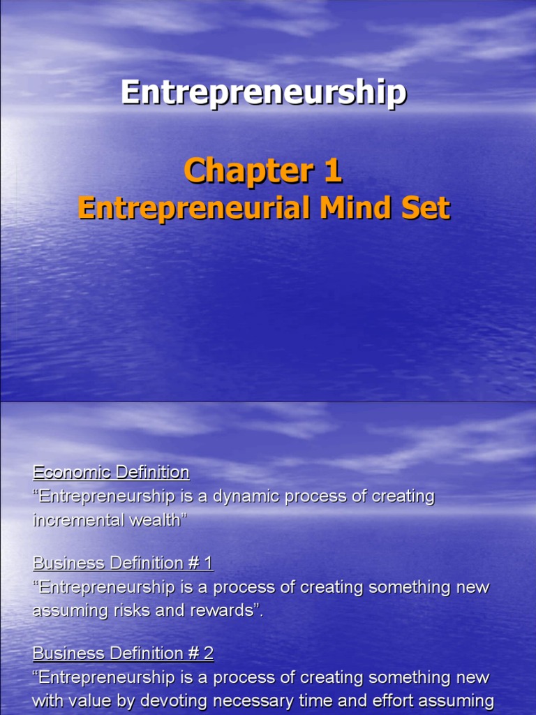 Entrepreneurship-Chapter 1 | PDF | Self Efficacy | Entrepreneurship
