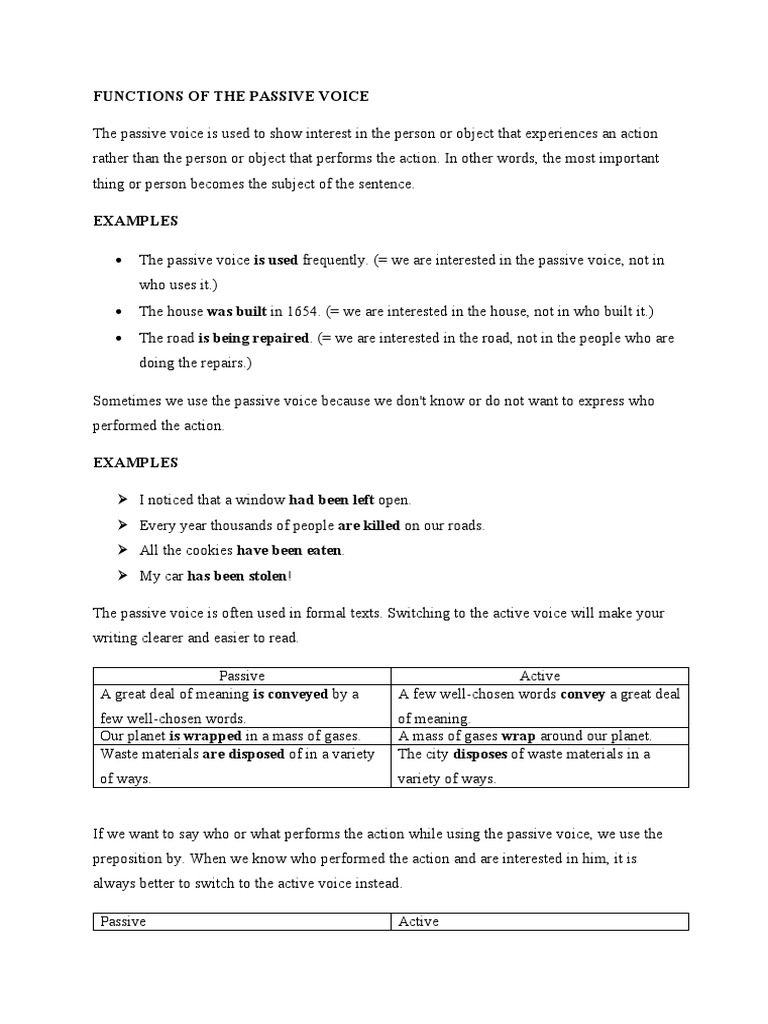 Functions of The Passive Voice | PDF | Linguistic Typology | Morphology