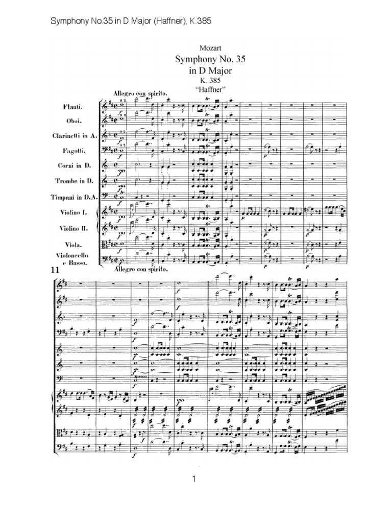 Mozart - Symphony 35 "Haffner":i | PDF