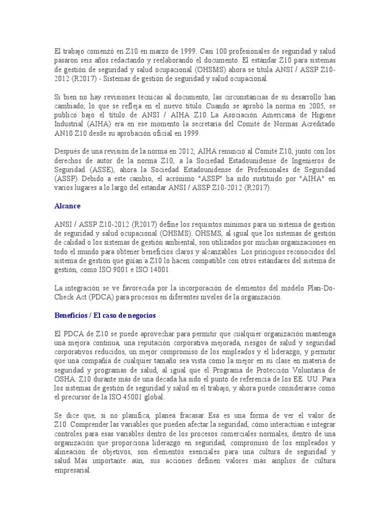 Ansi Z10 | PDF | Seguridad | Empresas
