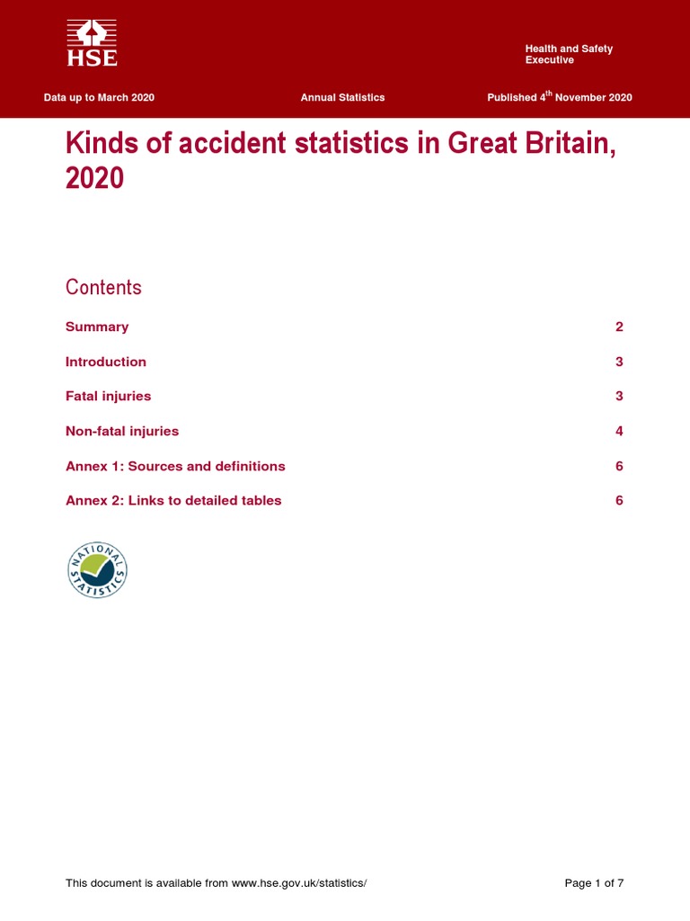 Kinds of Accident Statistics in Great Britain, 2020 | PDF ...