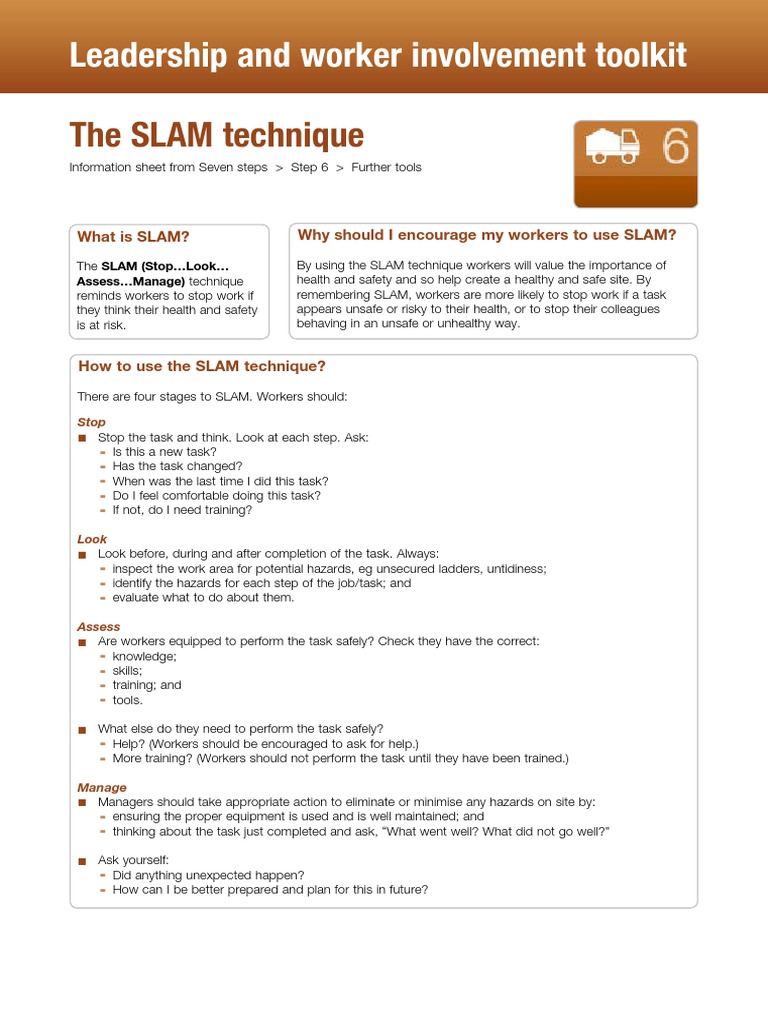 The SLAM Technique: Leadership and Worker Involvement Toolkit | PDF ...