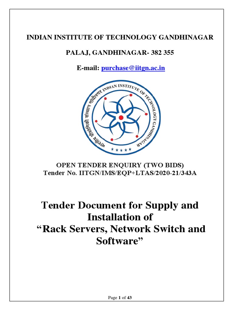 Tender Document For Supply and Installation of "Rack Servers, Network ...