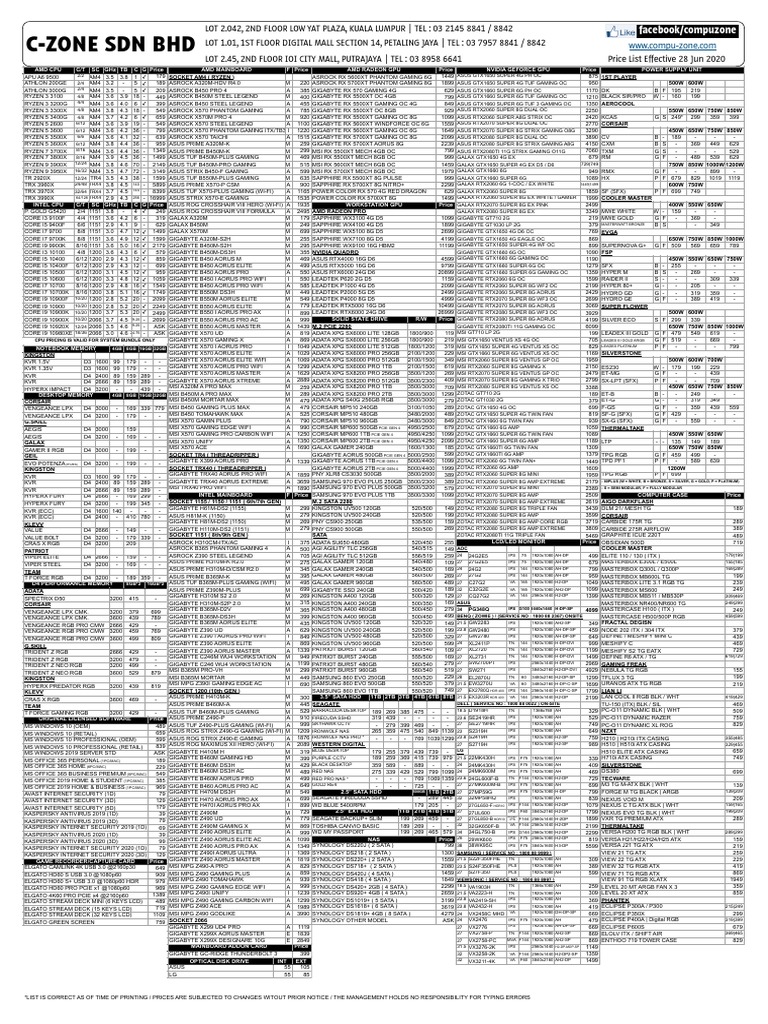 Pricelist Hardware Czone | PDF | Advanced Micro Devices | Computer Hardware