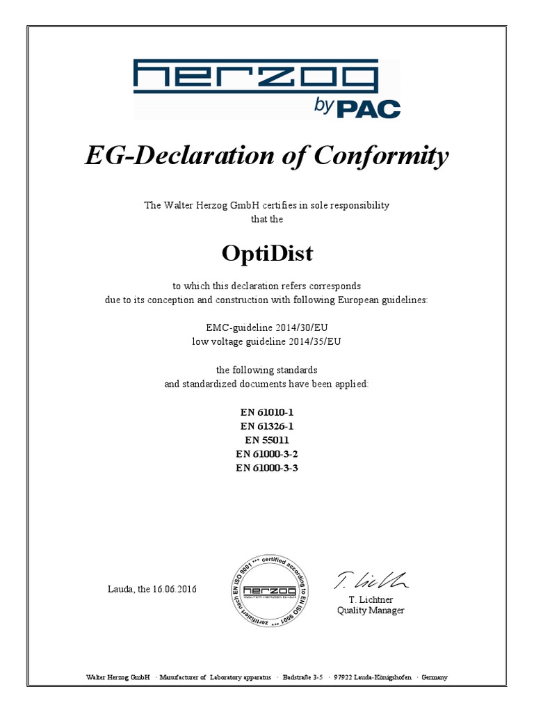 CE Certificate OptiDist | PDF