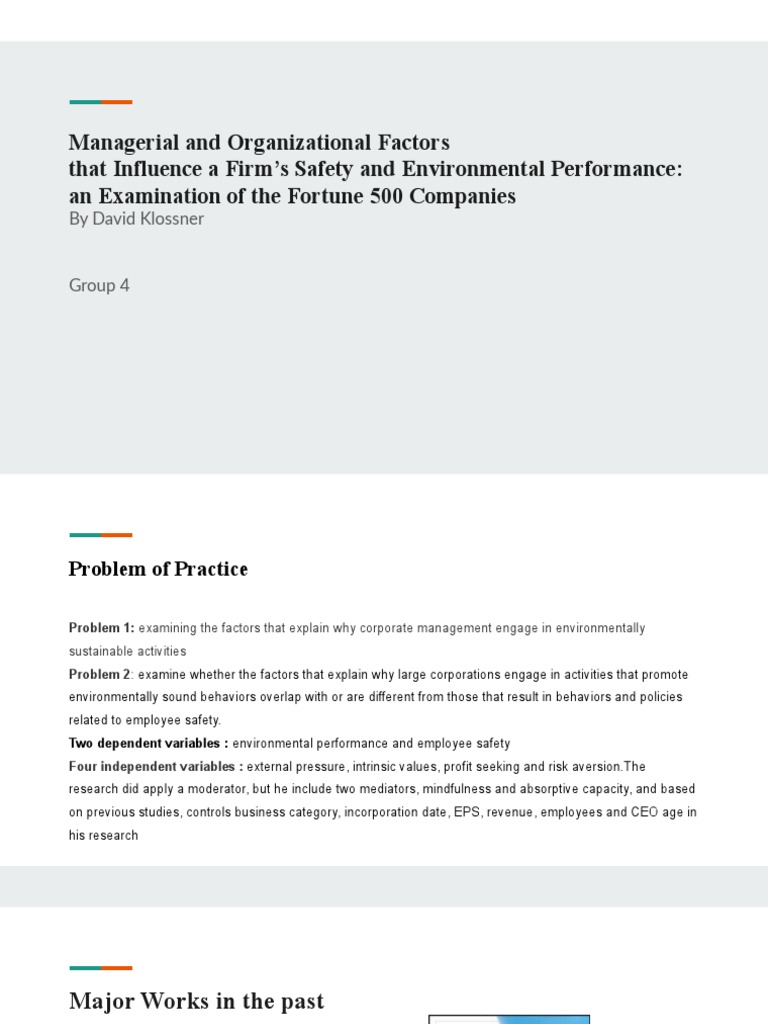 Managerial and Organizational Factors That Influence A Firm's Safety ...