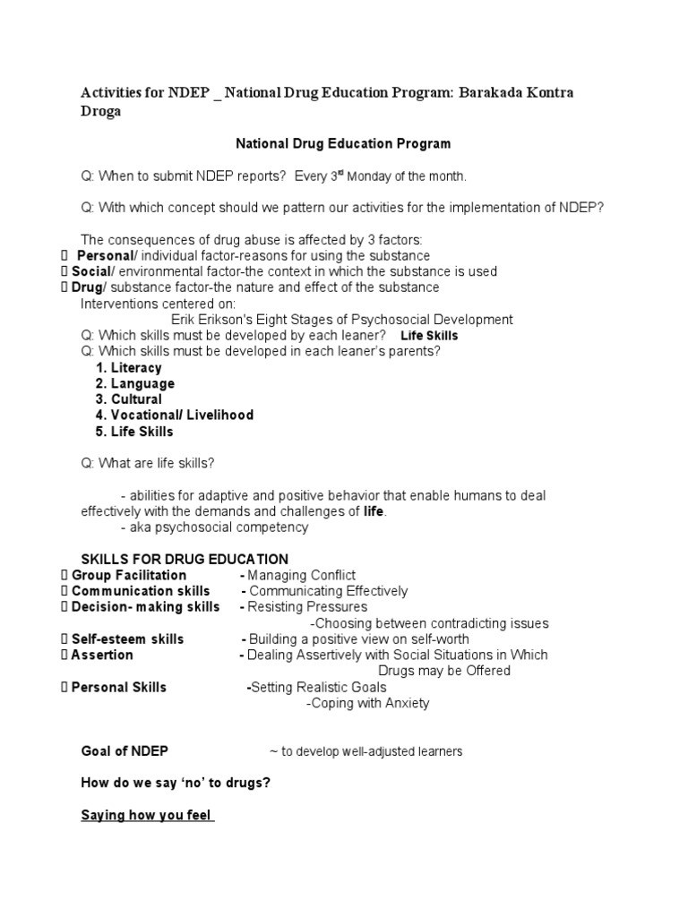 Activities For NDEP - National Drug Education Program: Barakada Kontra ...