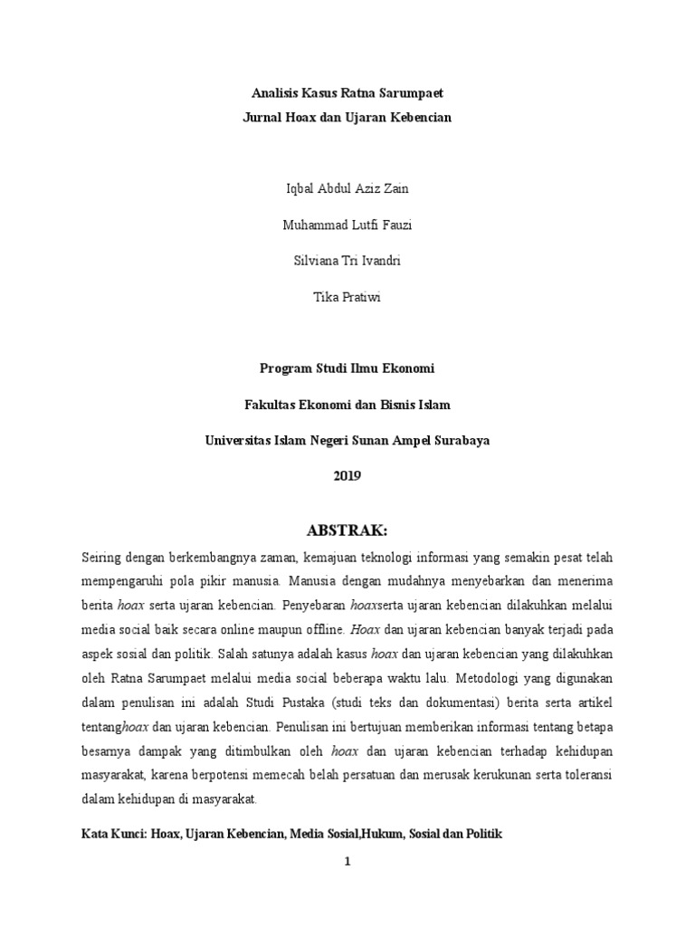 Jurnal Hoax Dan Ujaran Kebencian | PDF | Politik