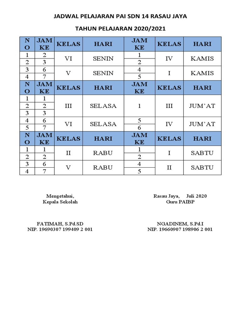 Jadwal Pai Ok | PDF