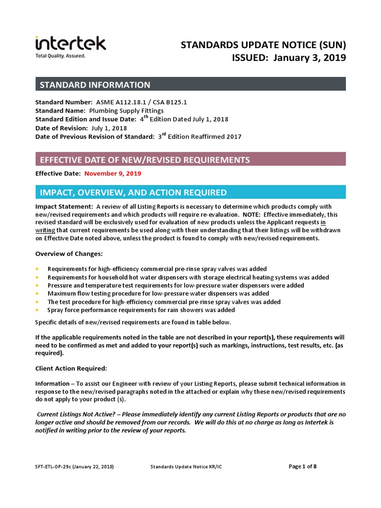 ASME A112 18 1 CSA B125 1 Rev 7 1 2018 ED 11 9 2019 | PDF | Water ...
