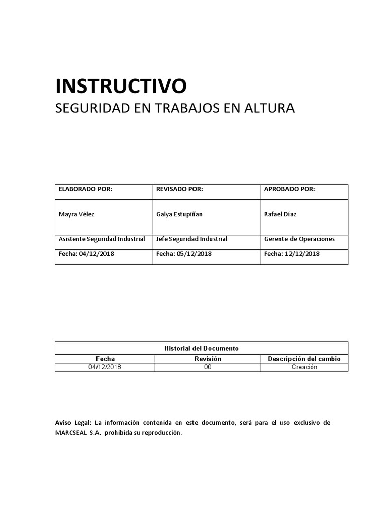 Instructivo Trabajos en Altura | PDF | Andamio | Escalera