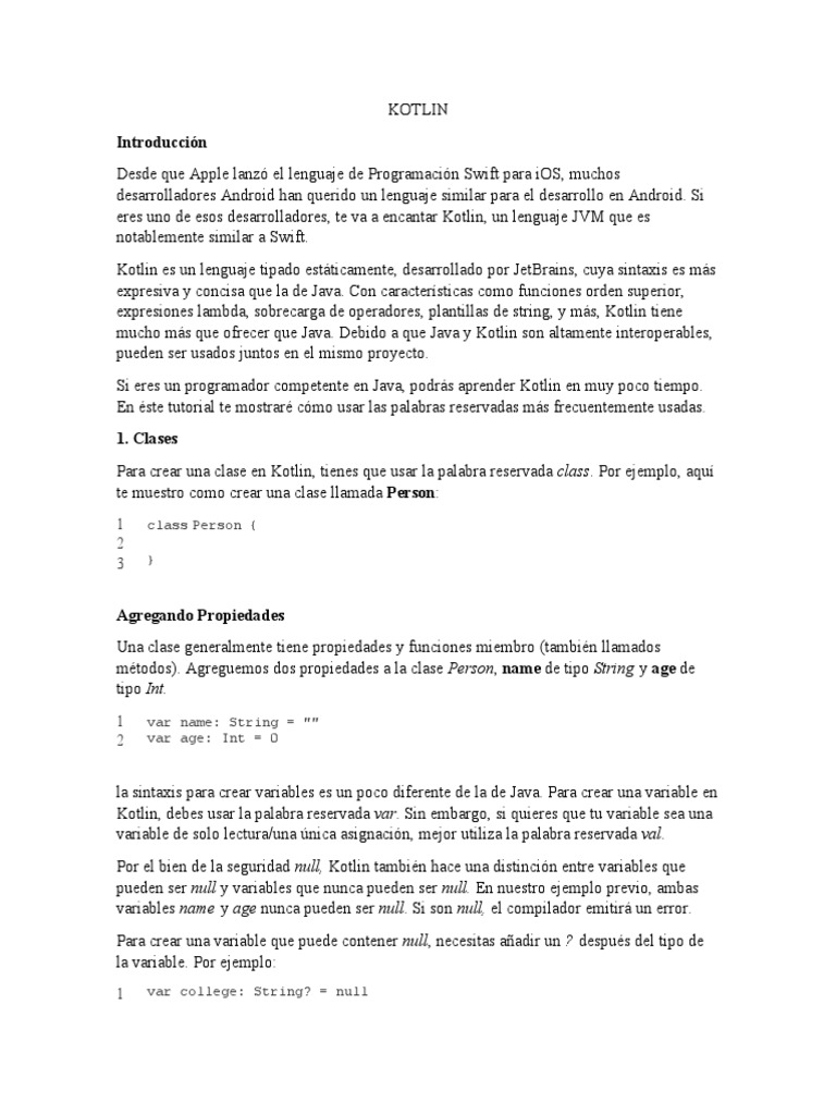Kotlin Pdf Función Anónima Constructor Programación Orientada A Objetos 