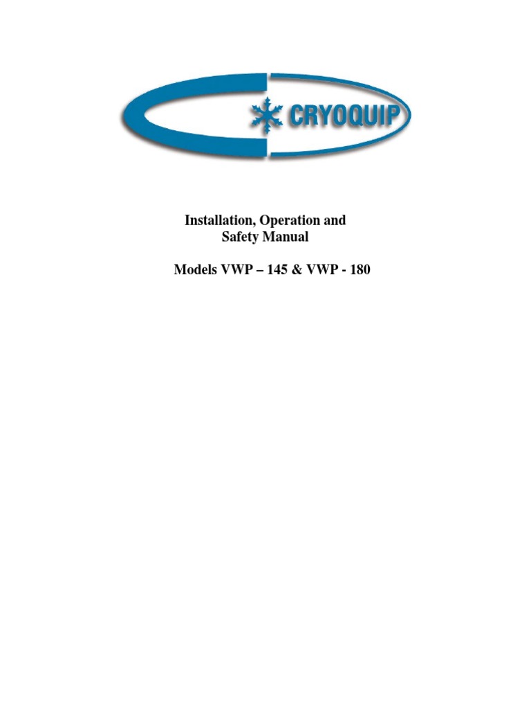 VWP Installation and Operation Manual | PDF | Cryogenics | Oxygen