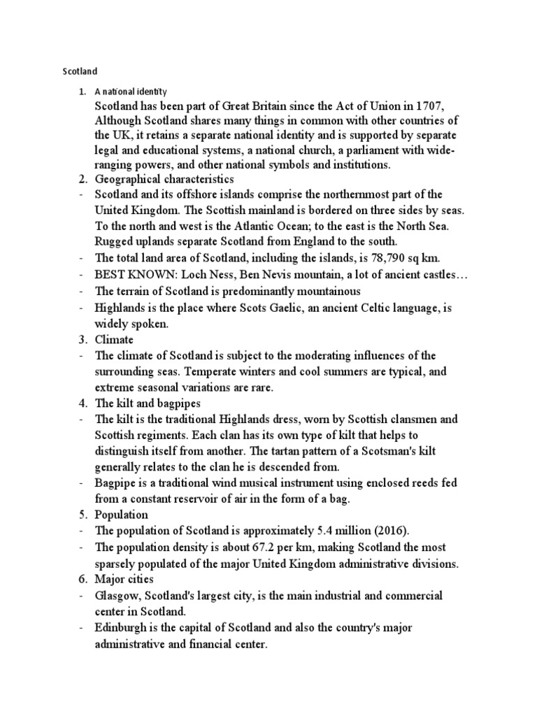 Scotland 1. A National Identity | PDF