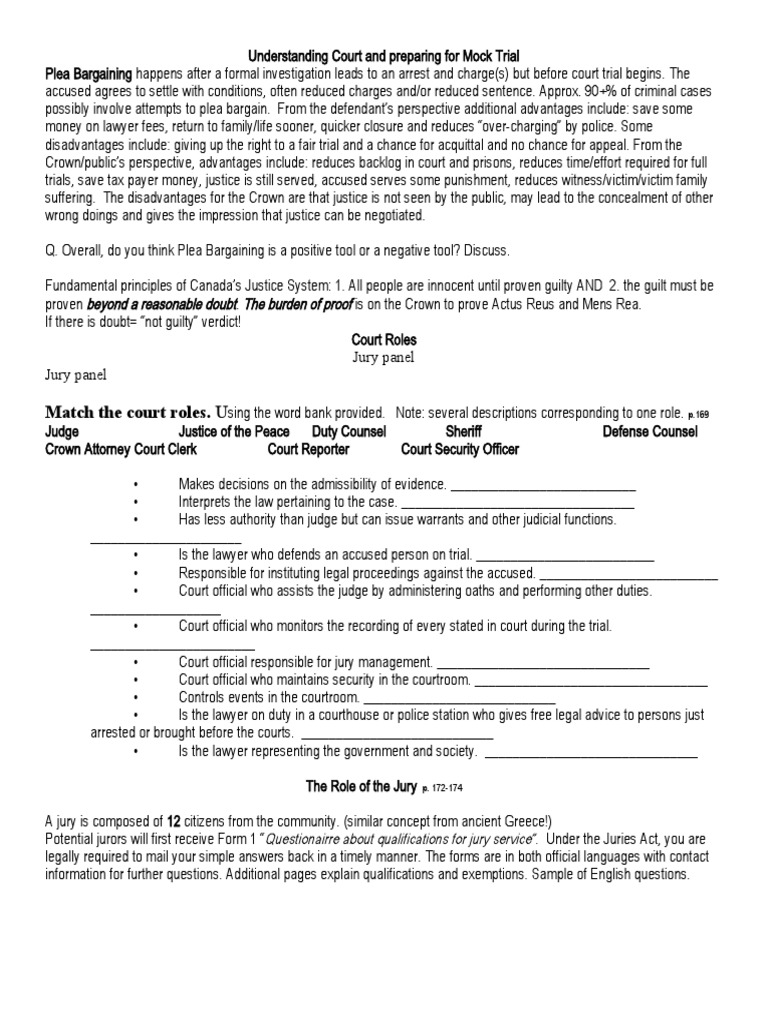 Understanding Mock Trial and Court Preparation | PDF | Plea Bargain ...