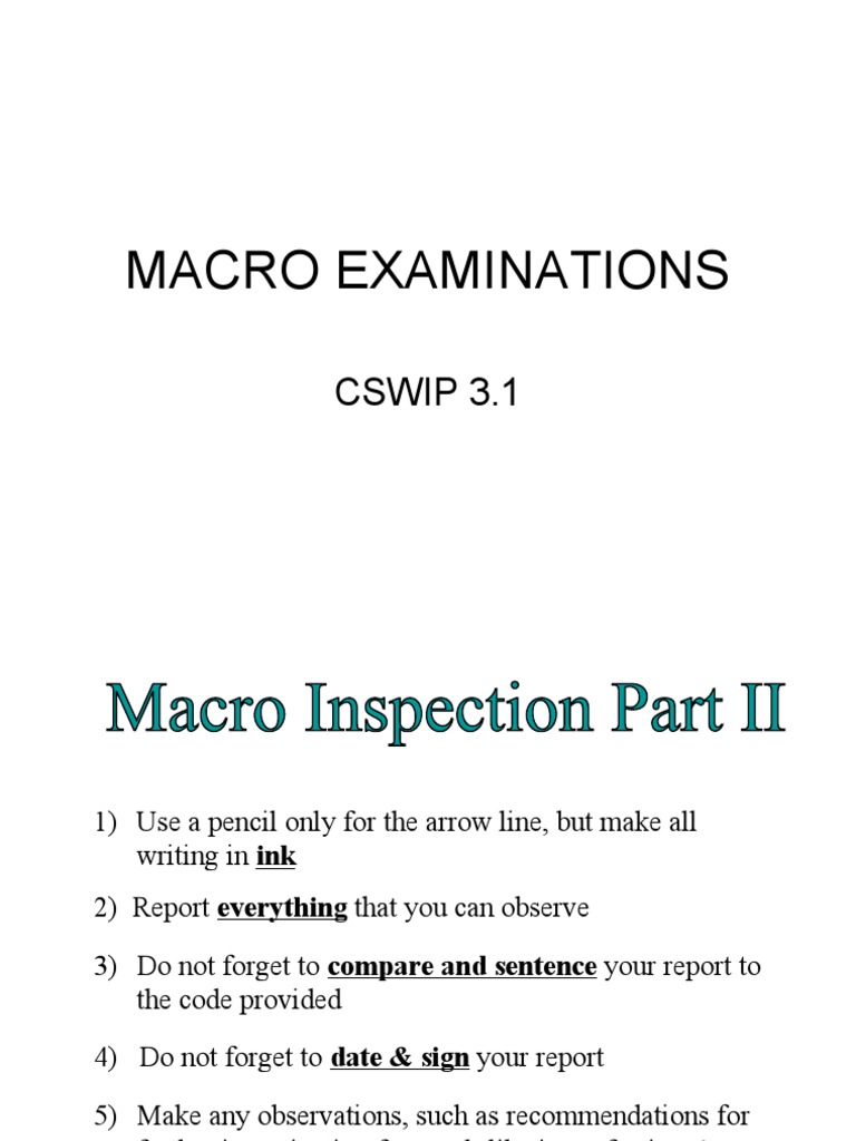Macro Inspection Report Guidelines | PDF | Applied And ...