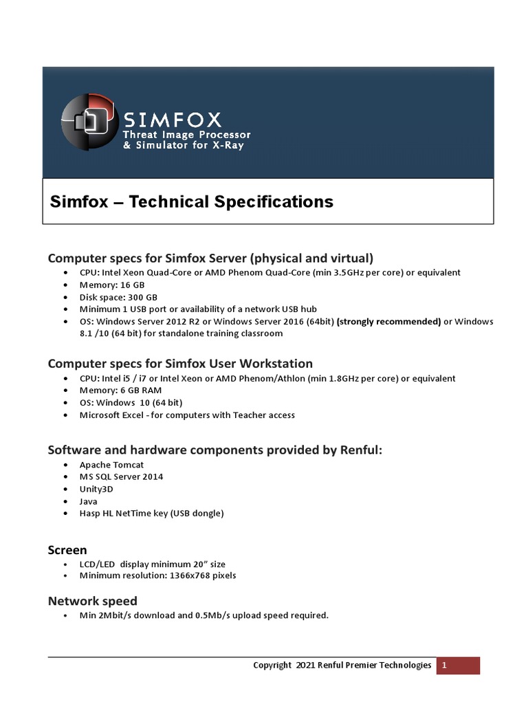 Simfox SV, DV & Container - Technical Specifications 2021 | PDF