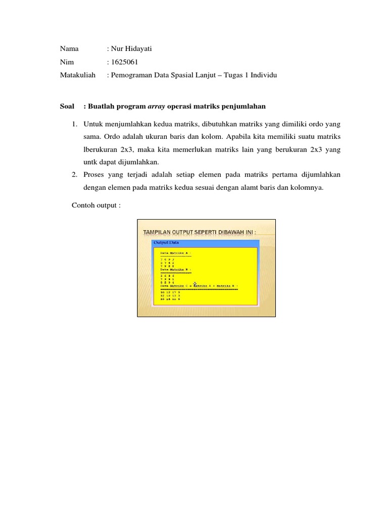 Program Array Matriks 2x3 Dev++ | PDF