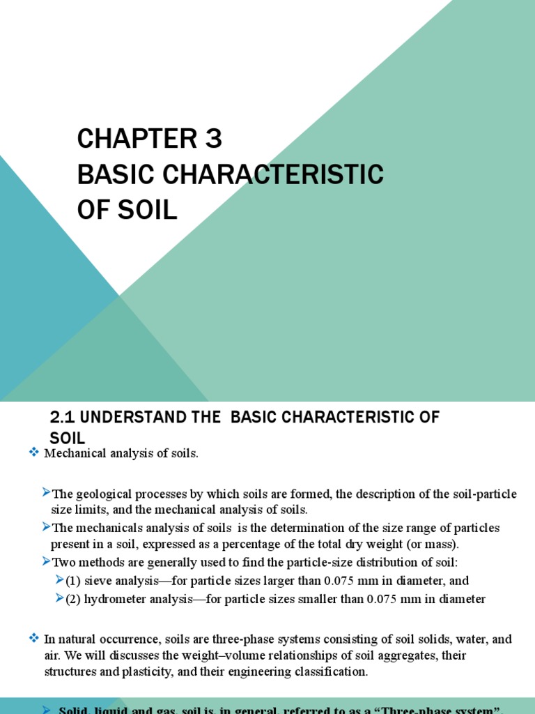 Chapter 3 Basic Characteristic of Soil | PDF | Particle Size ...