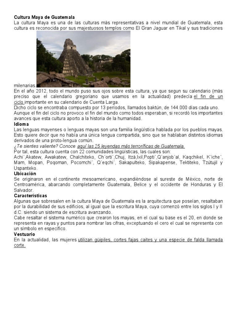 Cultura Maya de Guatemala | PDF | Cultura de las Americas | Pueblos ...