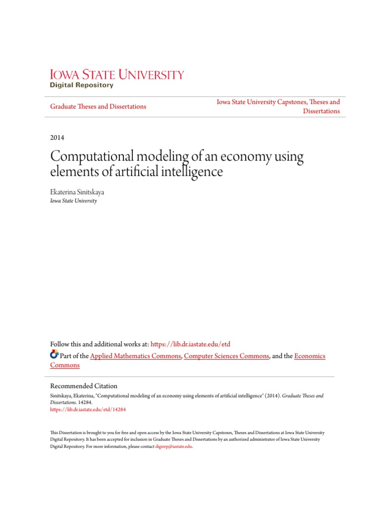 Computational Modeling of An Economy Using Elements of Artificial | PDF ...