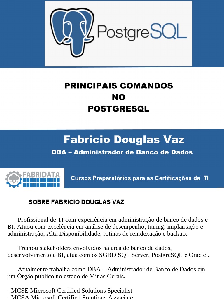 Principais Comandos PostgreSQL | PDF | Postgre SQL | Profissional ...