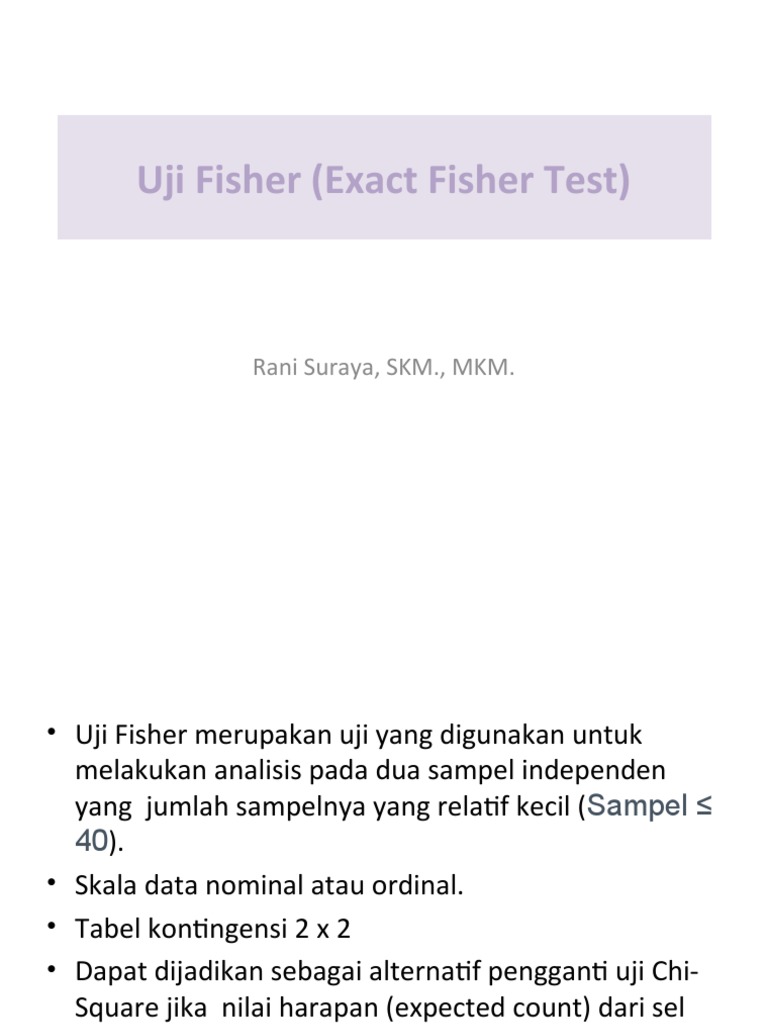 Uji Fisher (Exact Fisher Test) | PDF
