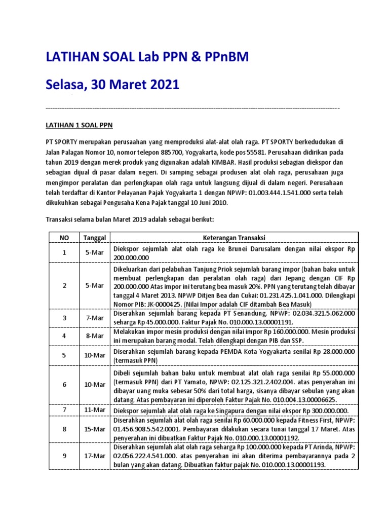 LATIHAN SOAL Lab PPNPPNBM - 300321 | PDF