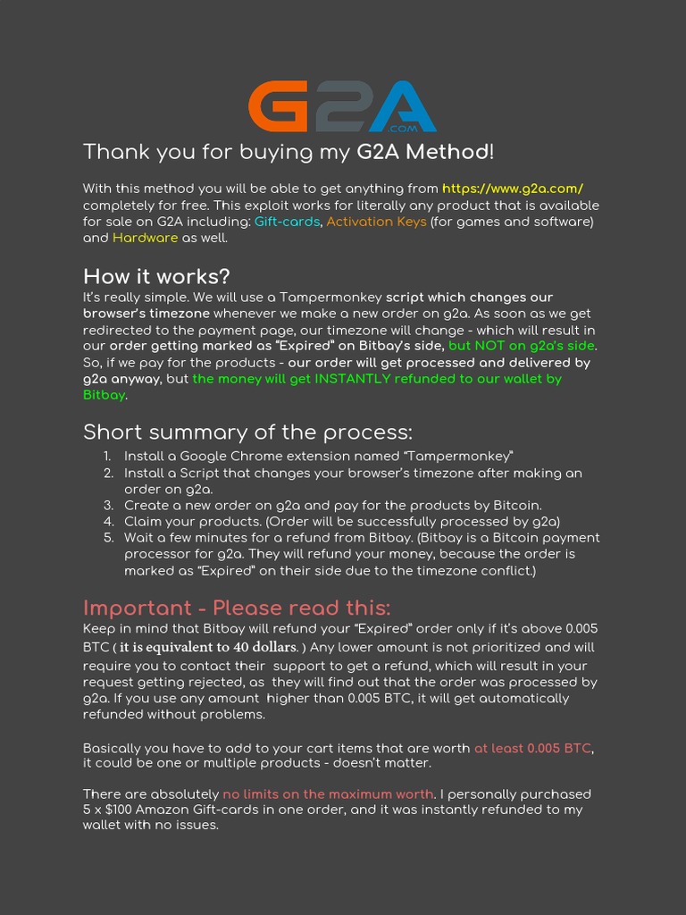 Thank You For Buying My G2A Method !: How It Works? | PDF | Bitcoin ...