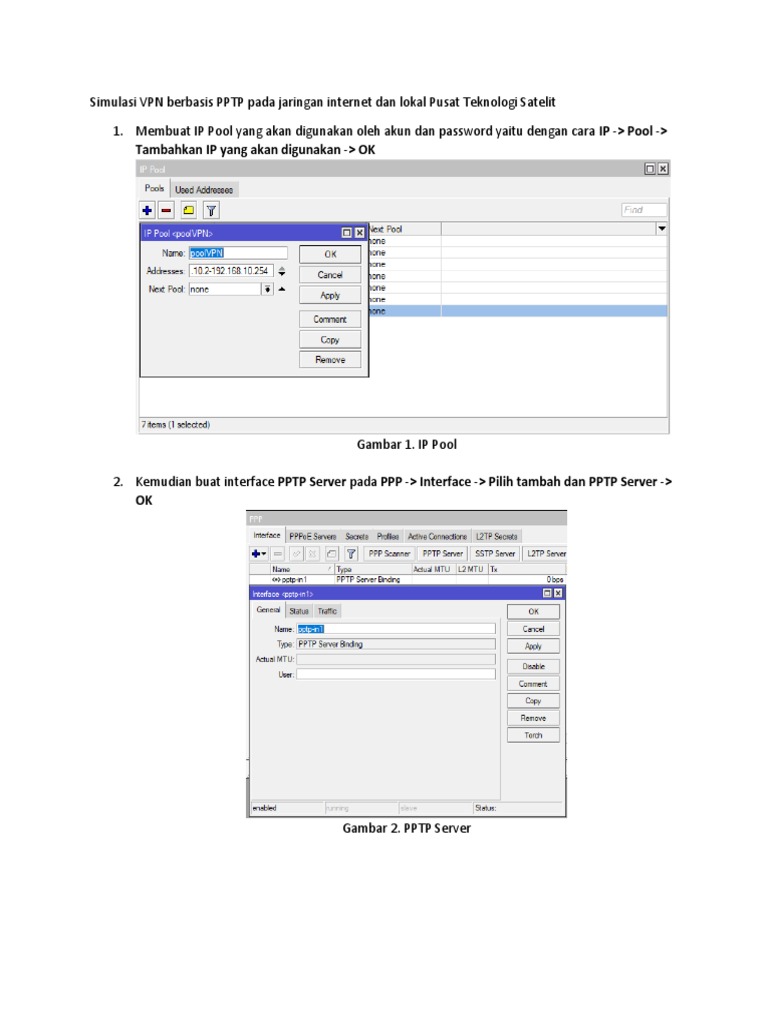Simulasi VPN Berbasis PPTP Pada Jaringan Internet Dan Lokal Pusat Teknologi Satelit | PDF | Komputer