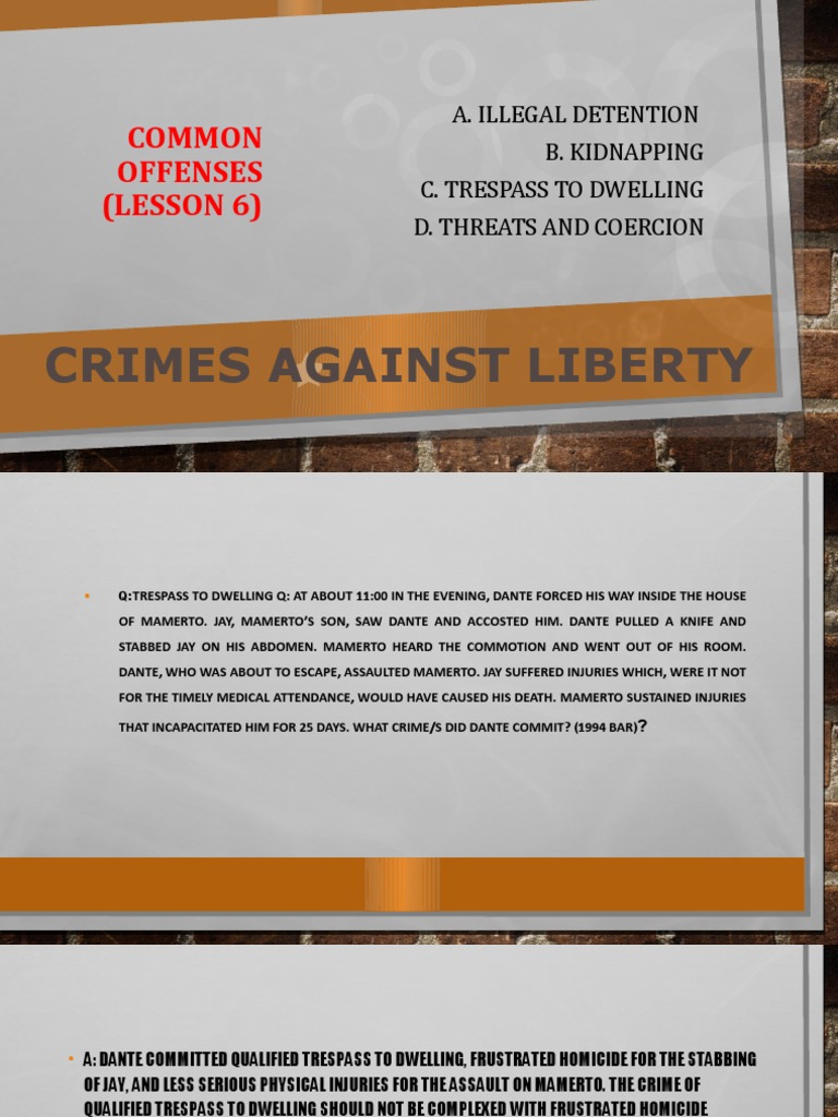 Common Offenses (Lesson 6) | PDF | Kidnapping | Crime & Violence