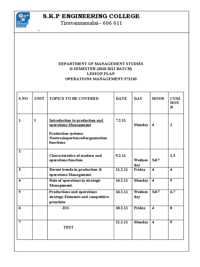 Ani Lesson Plan | PDF | Supply Chain Management | Business Process