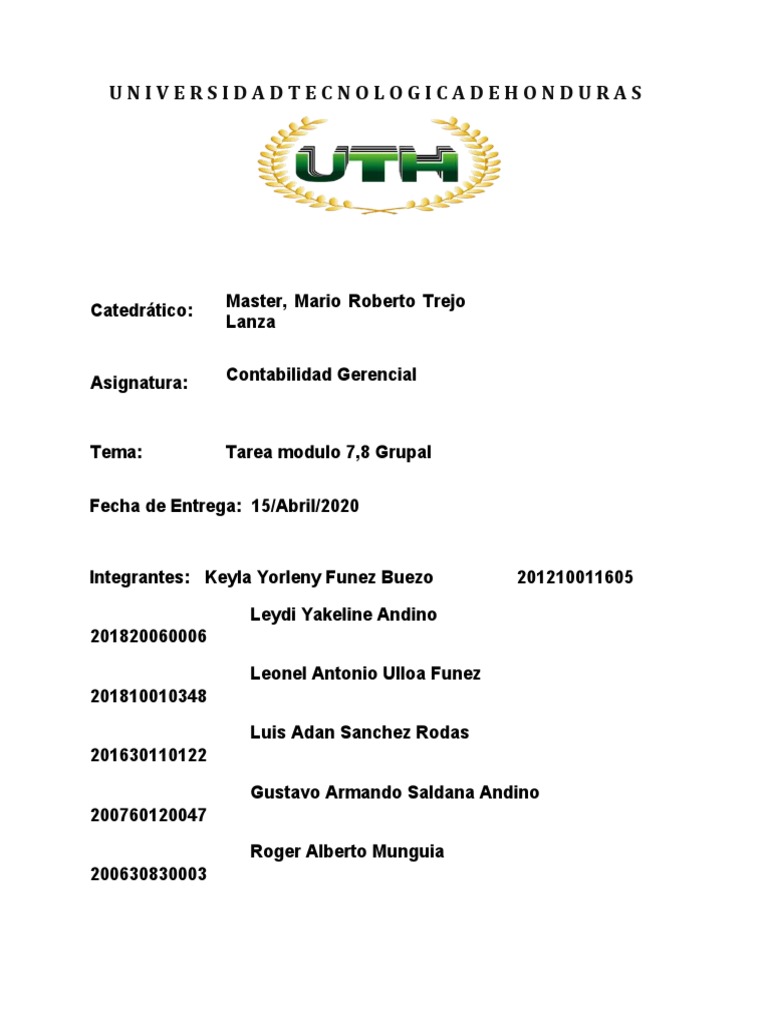 Tarea Modulo 7 y 8 Contabilidad Gerencial | PDF | Costo | Beneficio ... Tarea Modulo 7 y 8 Contabilidad Gerencial | PDF | Costo | Beneficio ...