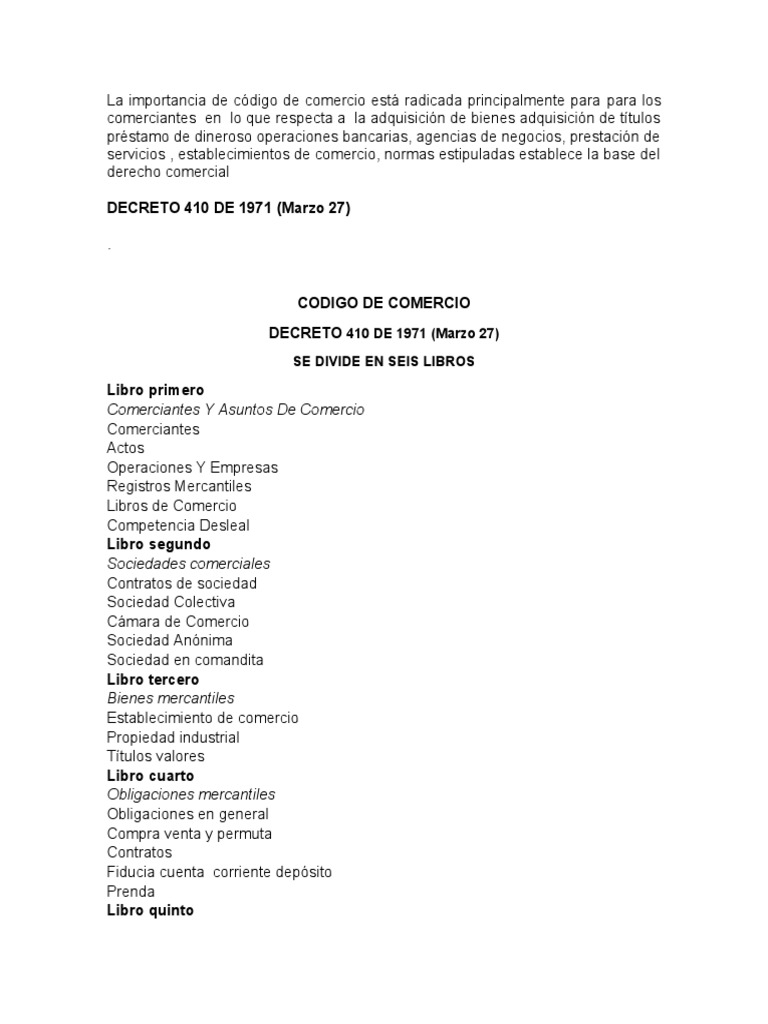Importancia del Código de Comercio en Venezuela | PDF | Negocios | Derecho