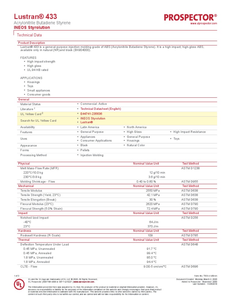 Lustran® 433: INEOS Styrolution | PDF | Materials | Building Engineering