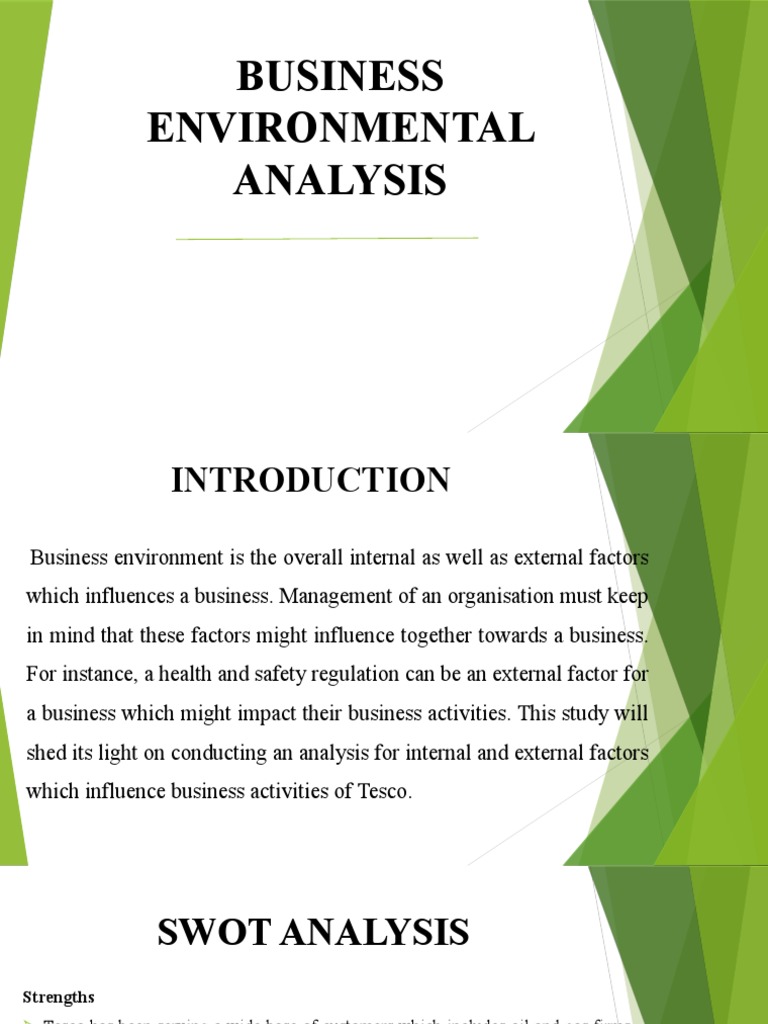Tesco Business Environment Analysis | PDF | Tesco | Swot Analysis