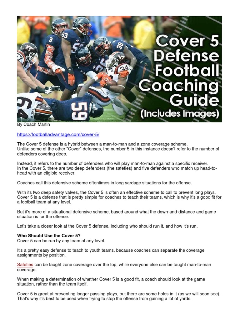 Cover 5 Defense Football Coaching Guide. by Coach Martin | PDF | Team ...