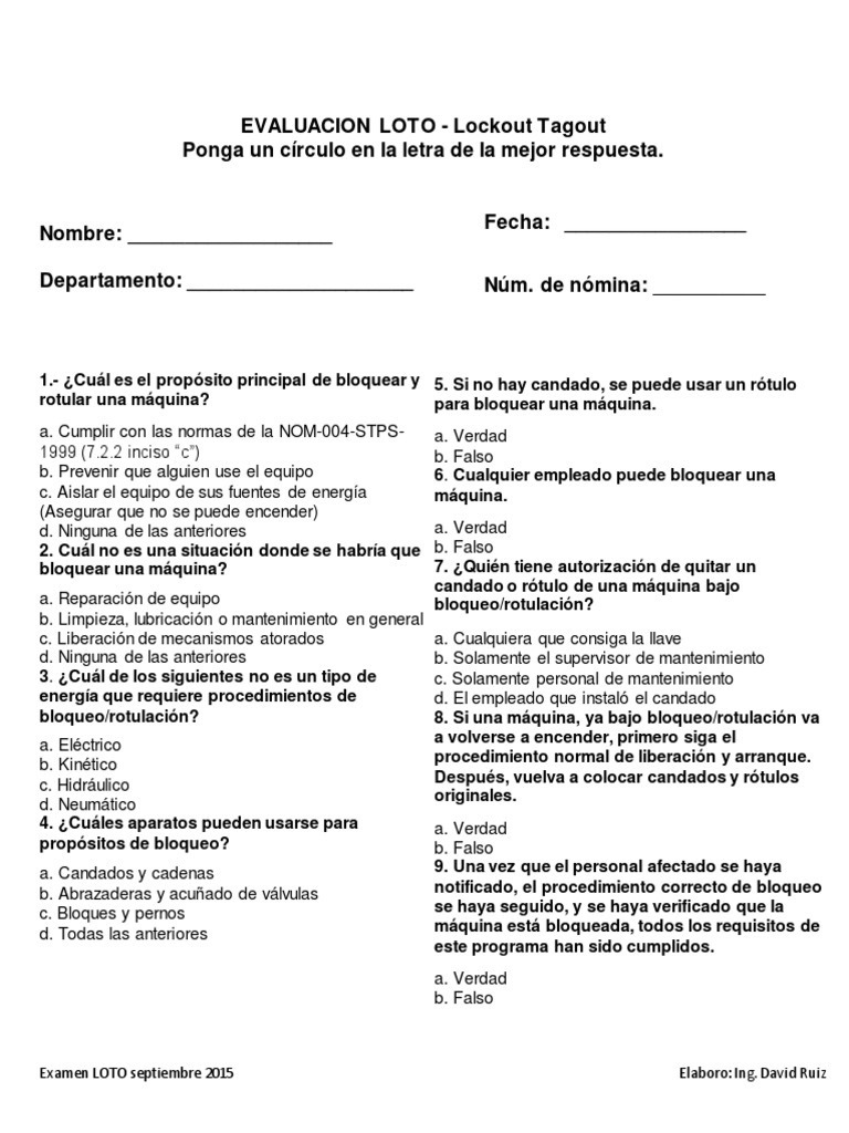 Examen Loto | PDF | Energía y recursos