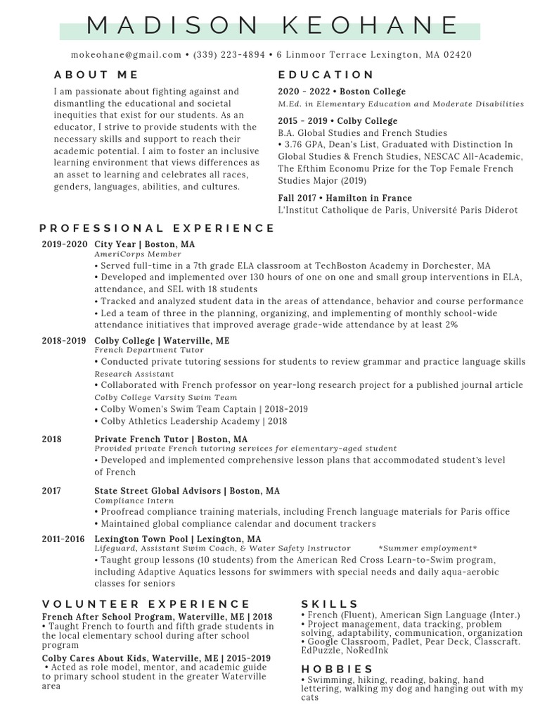 Nps Resume 1 | PDF | Schools | Tutor