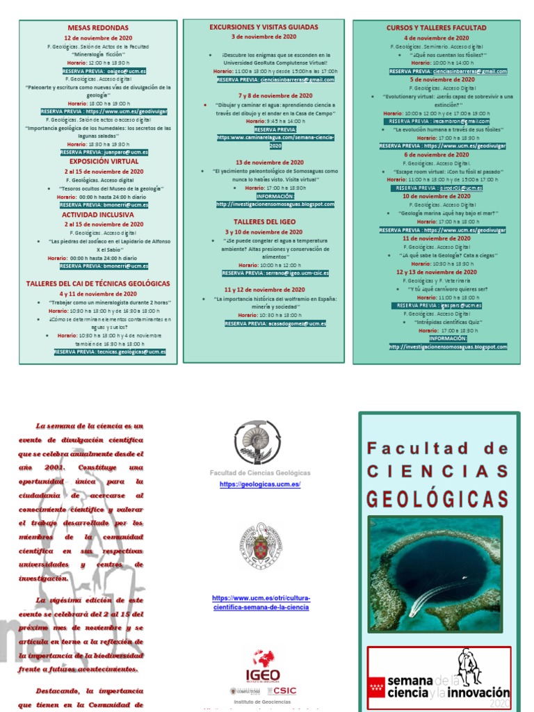 Triptico Semana Ciencia 2020 en Ejecucion | PDF | Naturaleza | Science