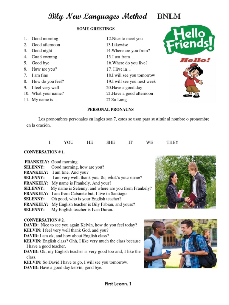 #1 First Lesson | PDF | English Language | Linguistics