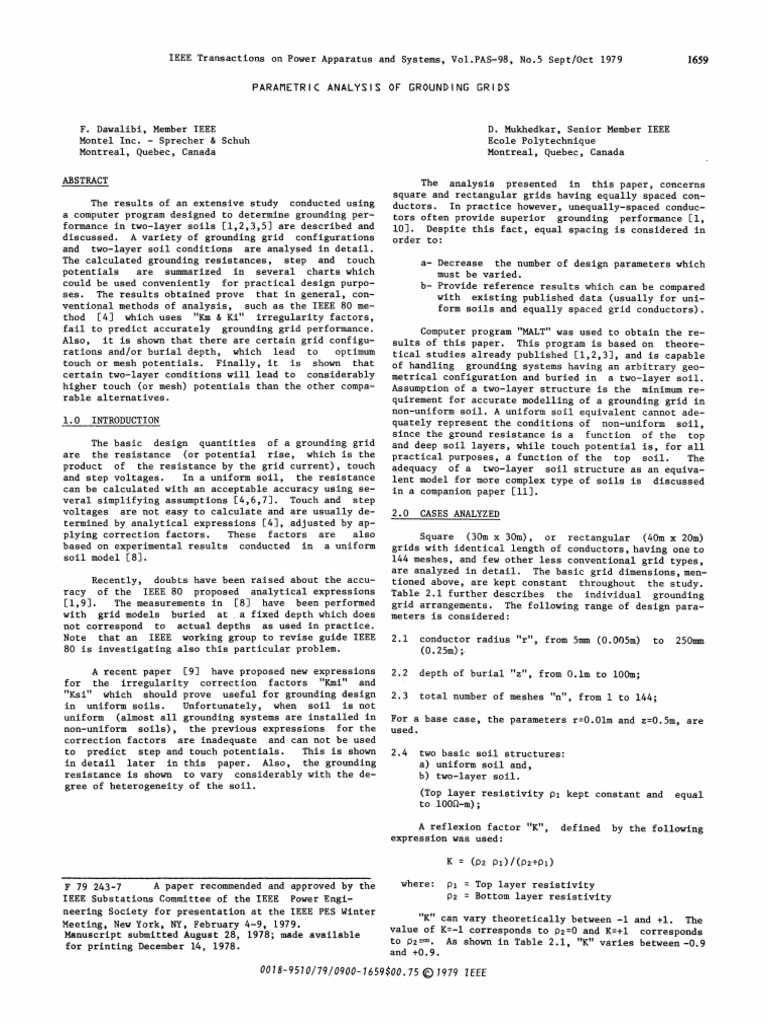 Dawalibi 1979 | PDF | Electrical Resistivity And Conductivity | Soil