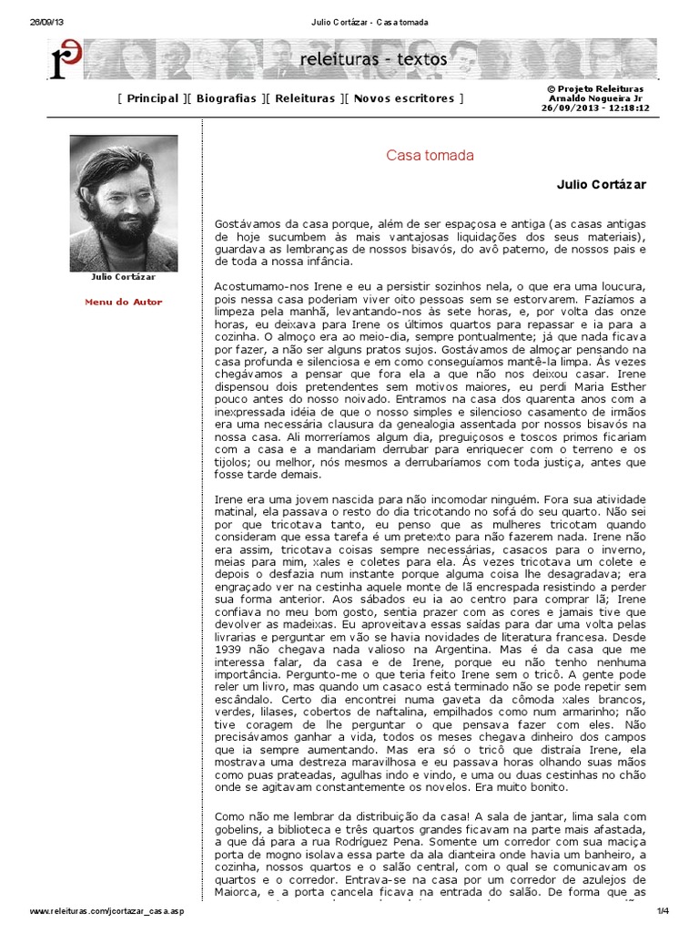 Julio Cortázar - Casa Tomada | PDF | Argentina | Tempo