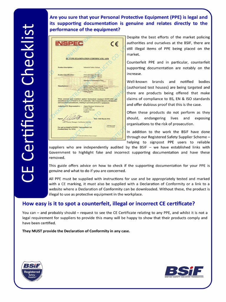 PPE CE-Certificate Checklist PDF | PDF