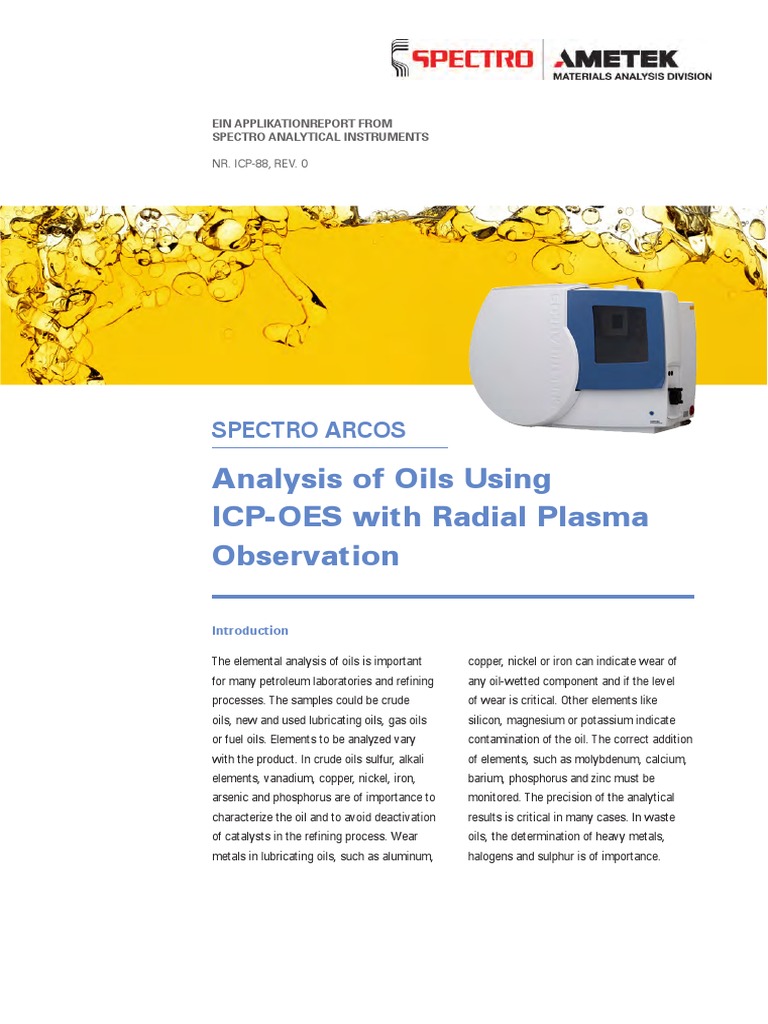 Analysis of Oils Using Icp-Oes With Radial Plasma Observation English ...