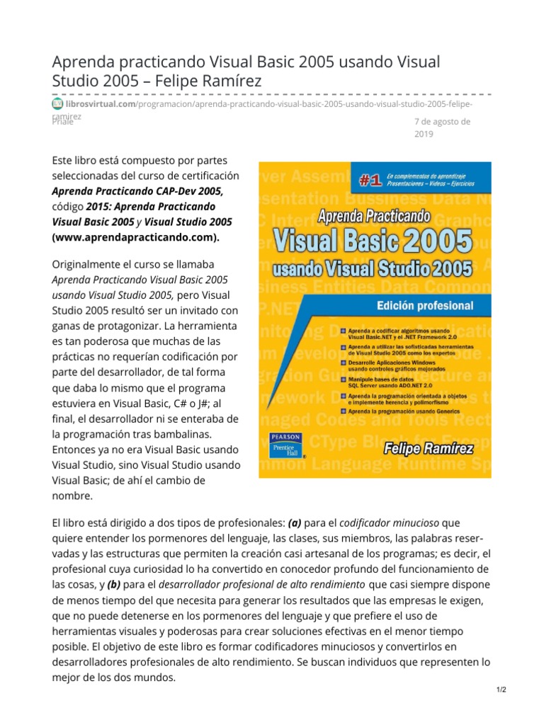 Aprenda Practicando Visual Basic 2005 Usando Visual Studio 2005 Felipe ...