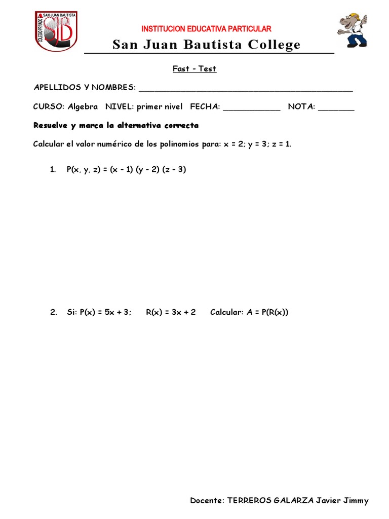 Fast Test | PDF | Álgebra abstracta | Matemáticas De La Computación