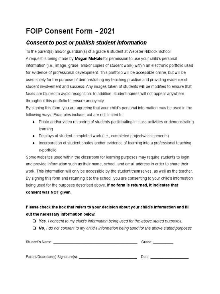 Foip Consent Form | PDF